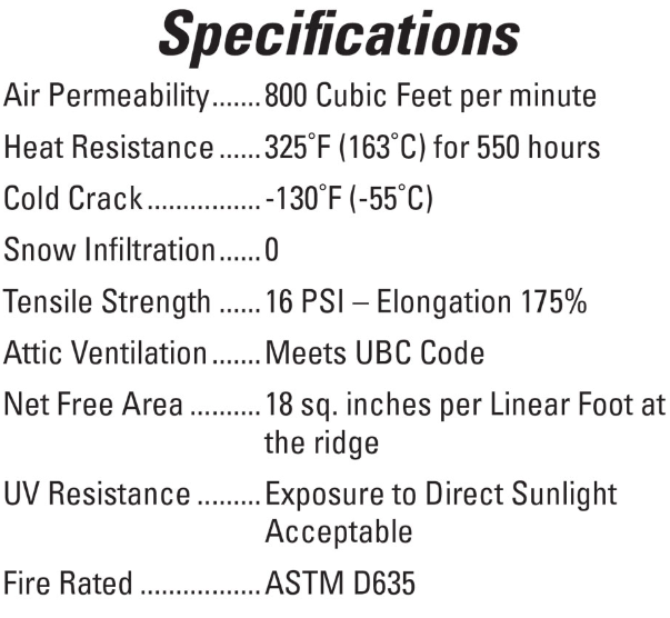 2" Rib Ventflex Vented Ridge Closure 2 Rolls/pkg 1"Tx2"Wx10'L - The ...